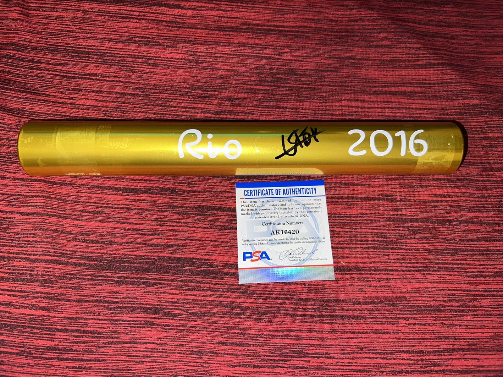 Usain Bolt Signed Gold Baton Fastest Man Ever Jamaica Rio Brazil 2016 ...