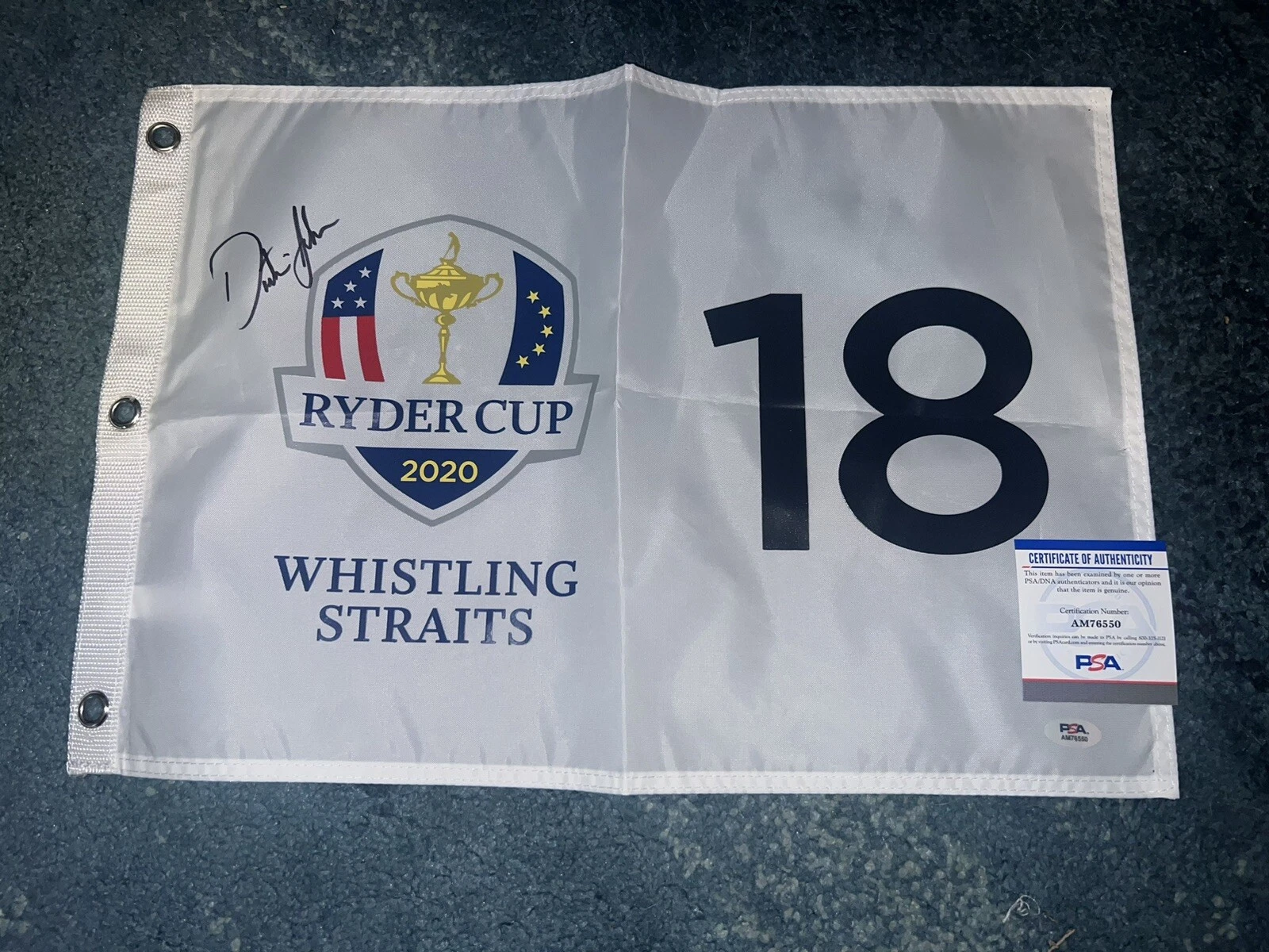Dustin Johnson Official 2020 Ryder Cup Flag Whistling Straits Champion ...