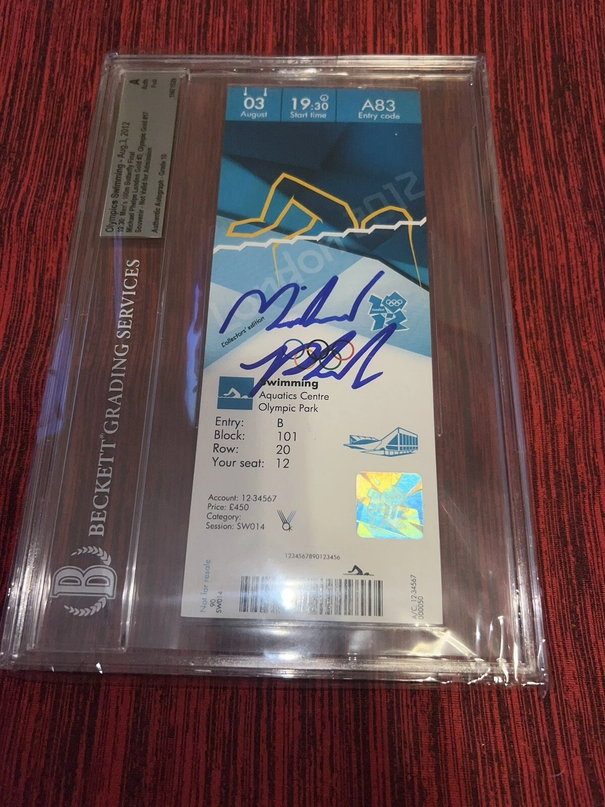 Michael Phelps Signed London 2012 Olympic Ticket 28 Gold Medals USA BAS ...