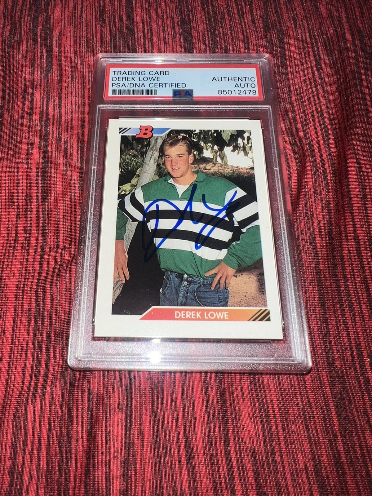 Derek Lowe Signed 1992 Bowman Rookie Trading Card Boston Red Sox PSA ...
