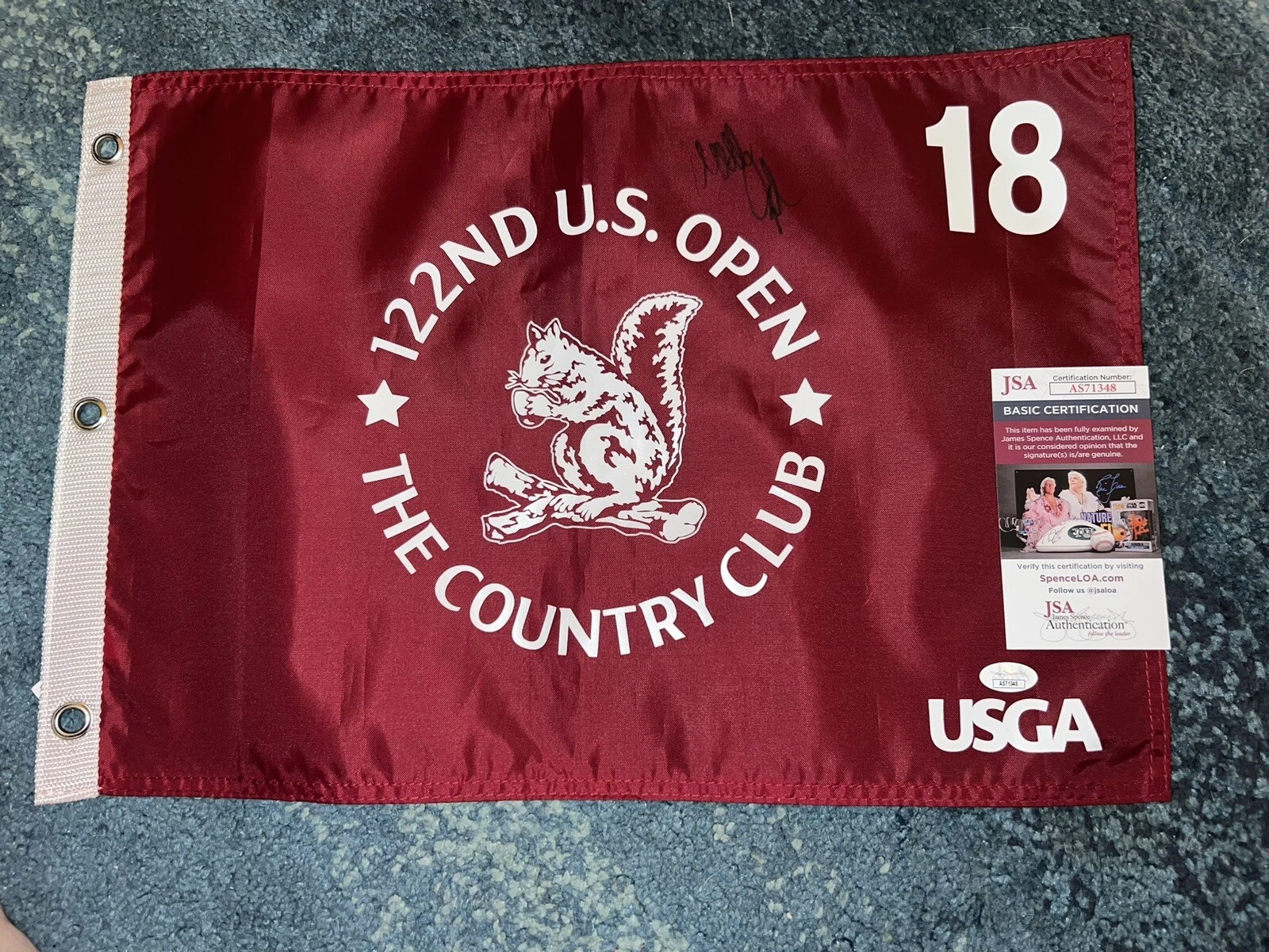Matt Fitzpatrick Signed Official 2022 US Open Flag The Country Club JSA ...