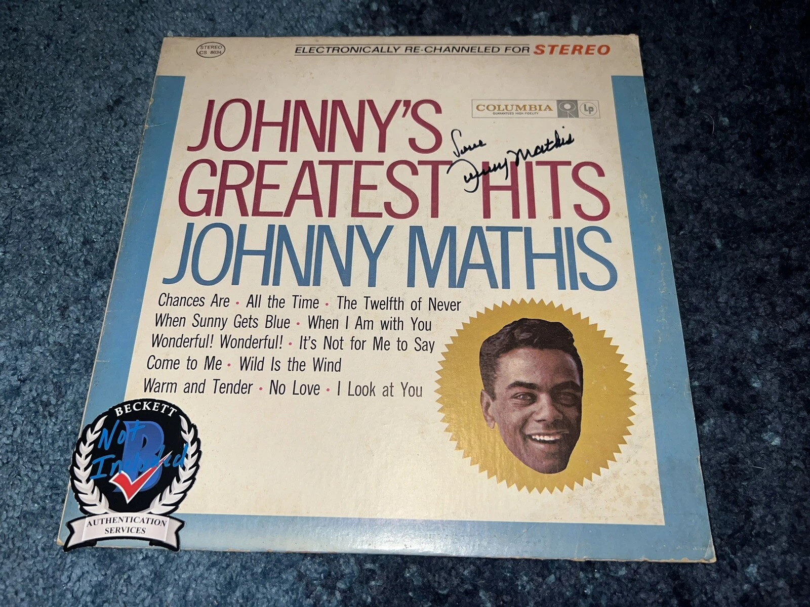 Johnny Mathis Signed Vinyl Album Johnnys Greatest Hits Legend Beckett ...
