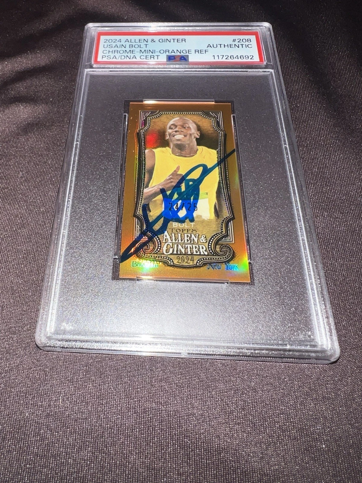 Usain Bolt Signed 2024 A&G Chrome Mini Orange Refractor Trading Card ...
