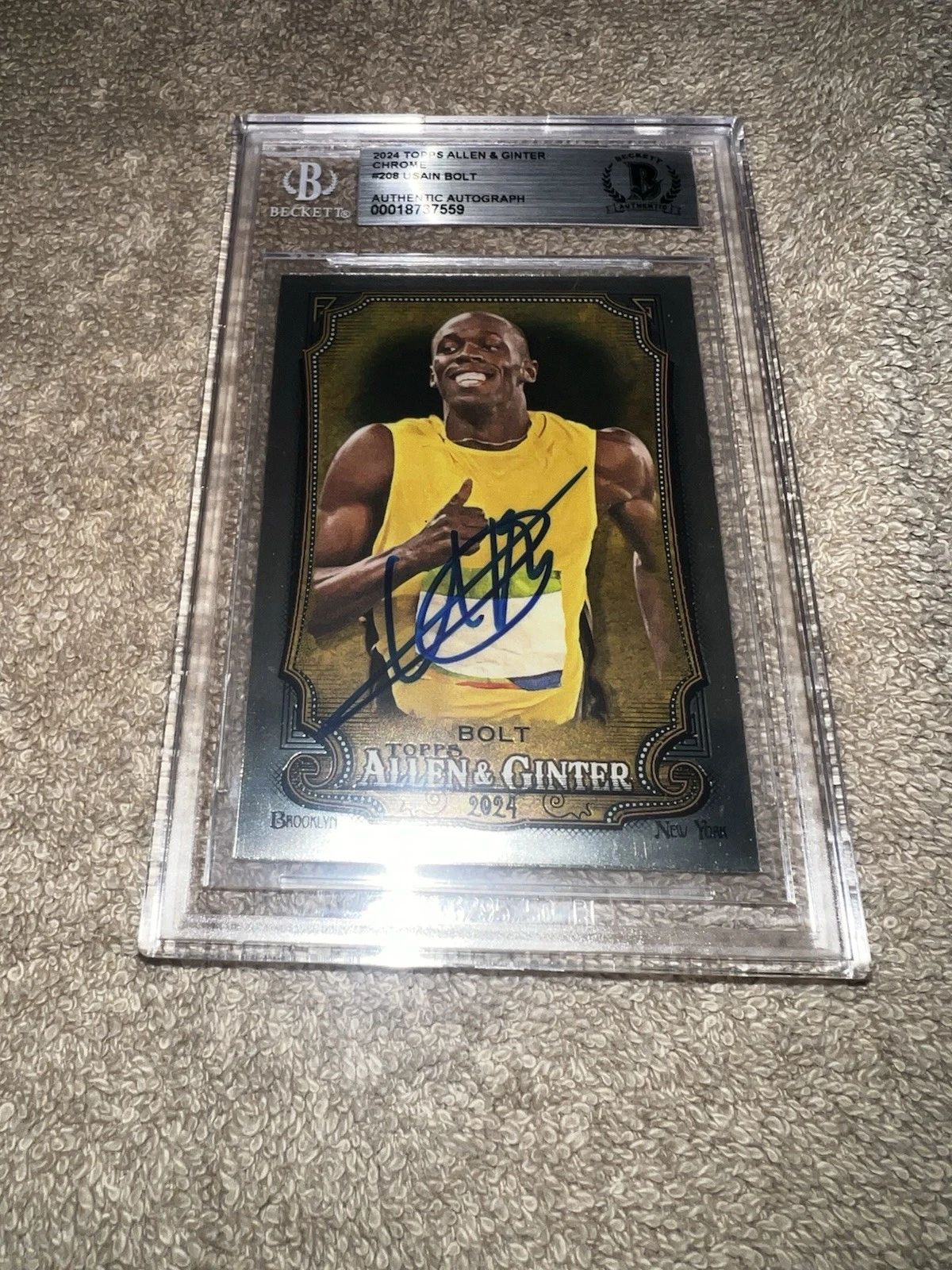 Usain Bolt Signed 2024 A&G Chrome Trading Card #208 Gold Medal Legend ...