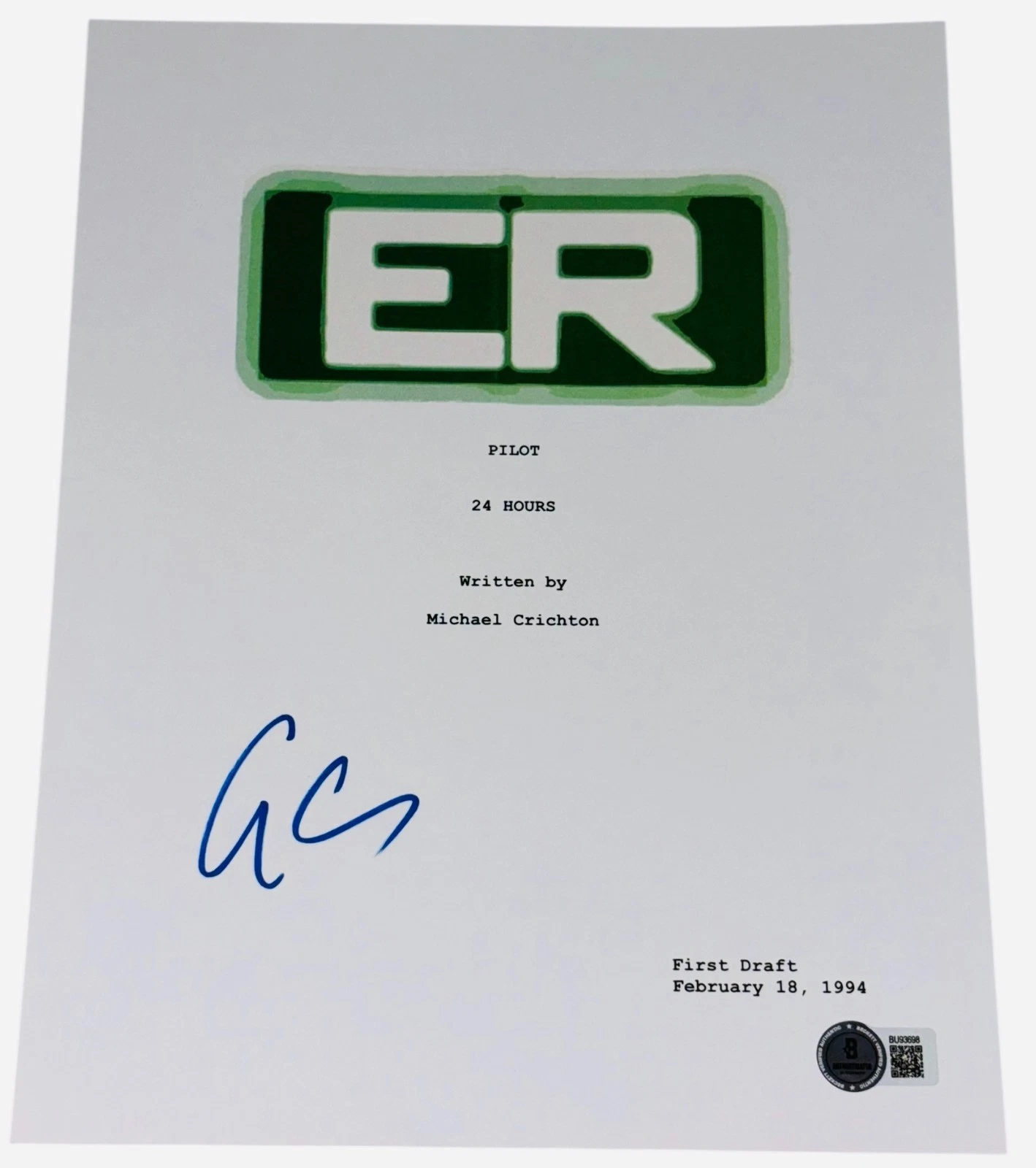 George Clooney Signed Autograph ER PILOT Full TV Script Screenplay ...