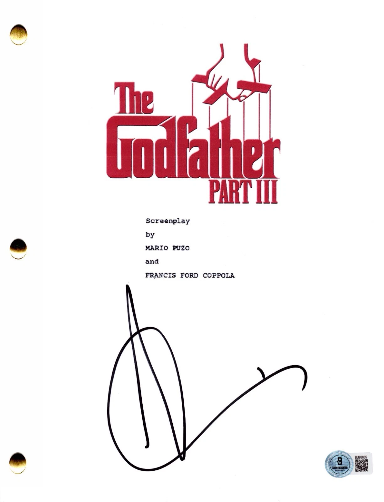 Andy Garcia Signed The Godfather 3 Full Script Authentic Autograph ...