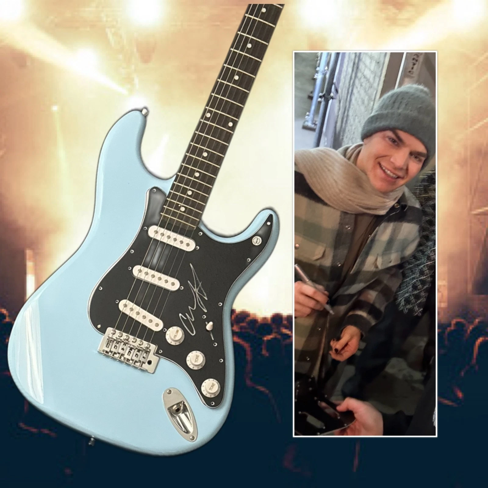 GFA Queen Band Singer * ADAM LAMBERT * Signed Electric Guitar PROOF COA ...