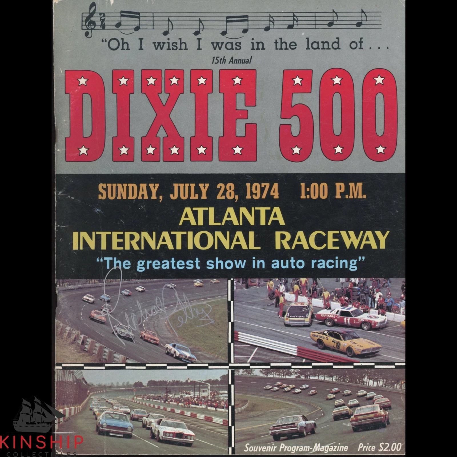 Richard Petty signed 1974 Dixie 500 Program JSA COA NASCAR Auto Winner ...