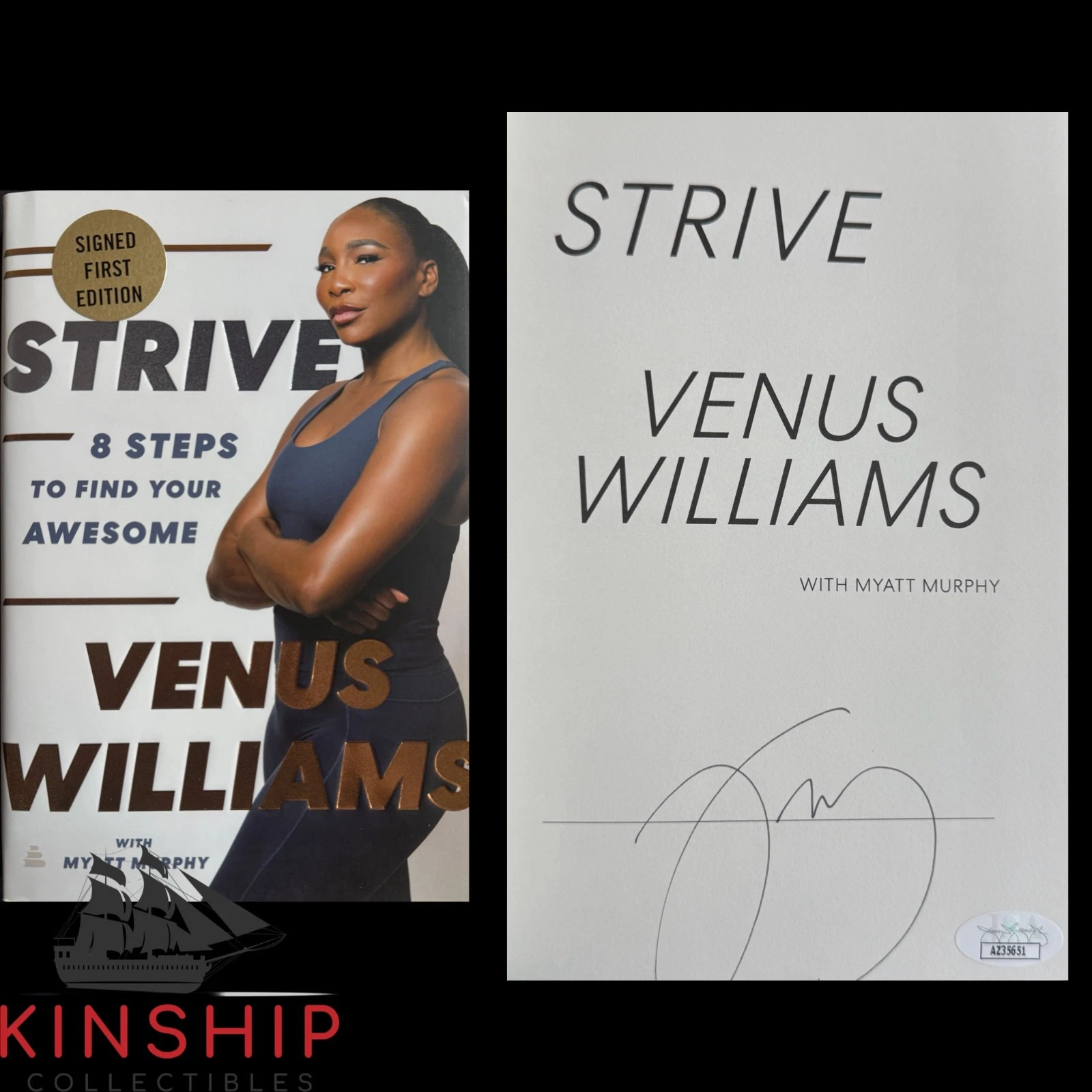 Venus Williams signed Strive Hard Cover Book JSA COA Tennis Star Auto ...