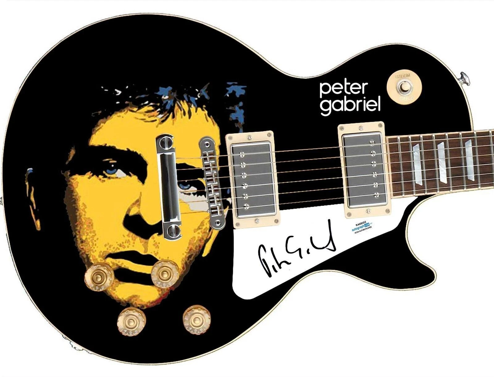Peter Gabriel Signed Autographed 1/1 Custom Graphics Photo Guitar ACOA ...