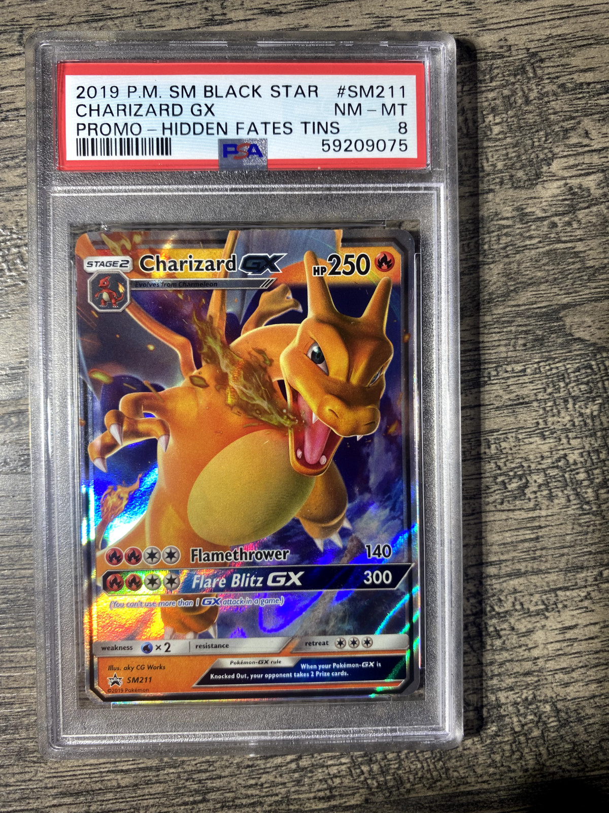 2019 Black Star Promo Hidden Fates Charizard GX PSA 8 | Autographia