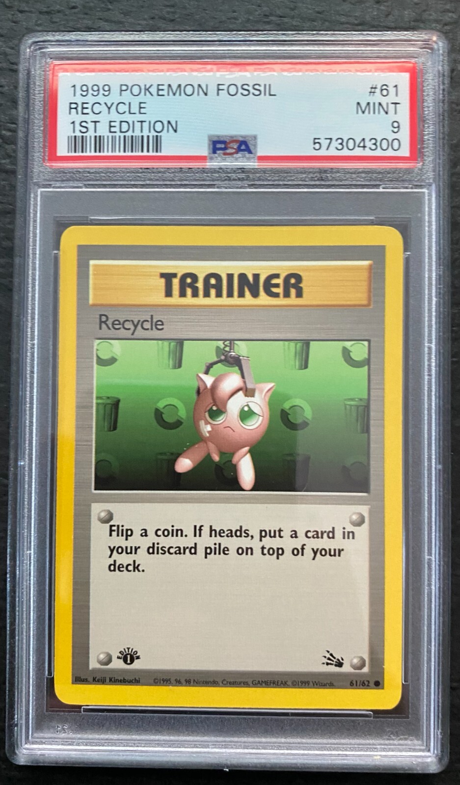 PSA 9 Pokemon 1999 1st Edition Fossil Recycle Trainer #61 | Autographia
