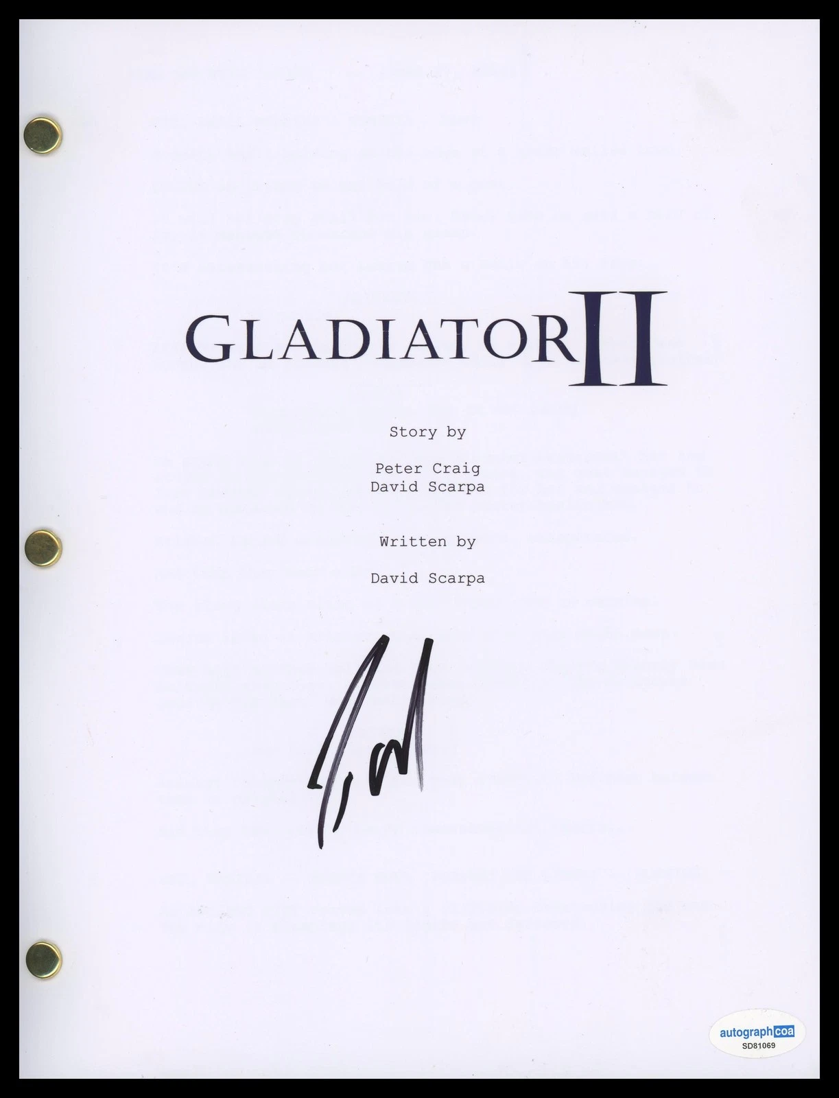 Paul Mescal "Gladiator II" AUTOGRAPH Signed 'Lucius' Full Script Screenplay ACOA | Autographia