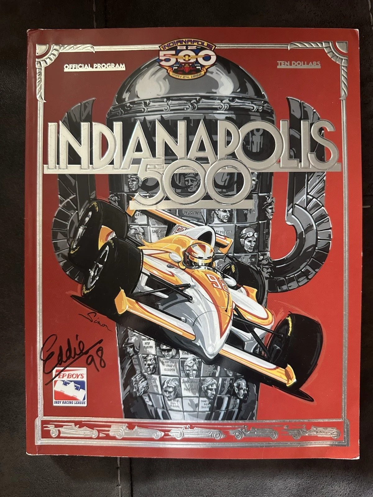 1998 Indy 500 Program Signed By Winner Eddie Cheever Autographed ...