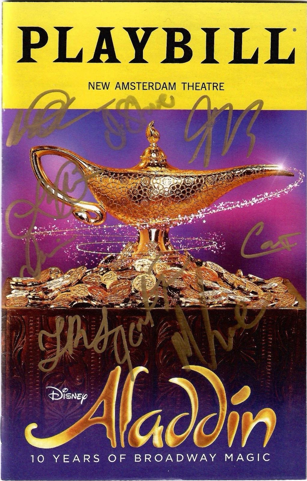 ALADDIN HAND SIGNED NY CITY PLAYBILL+COA SIGNED ON COVER BY 2025 CAST ...