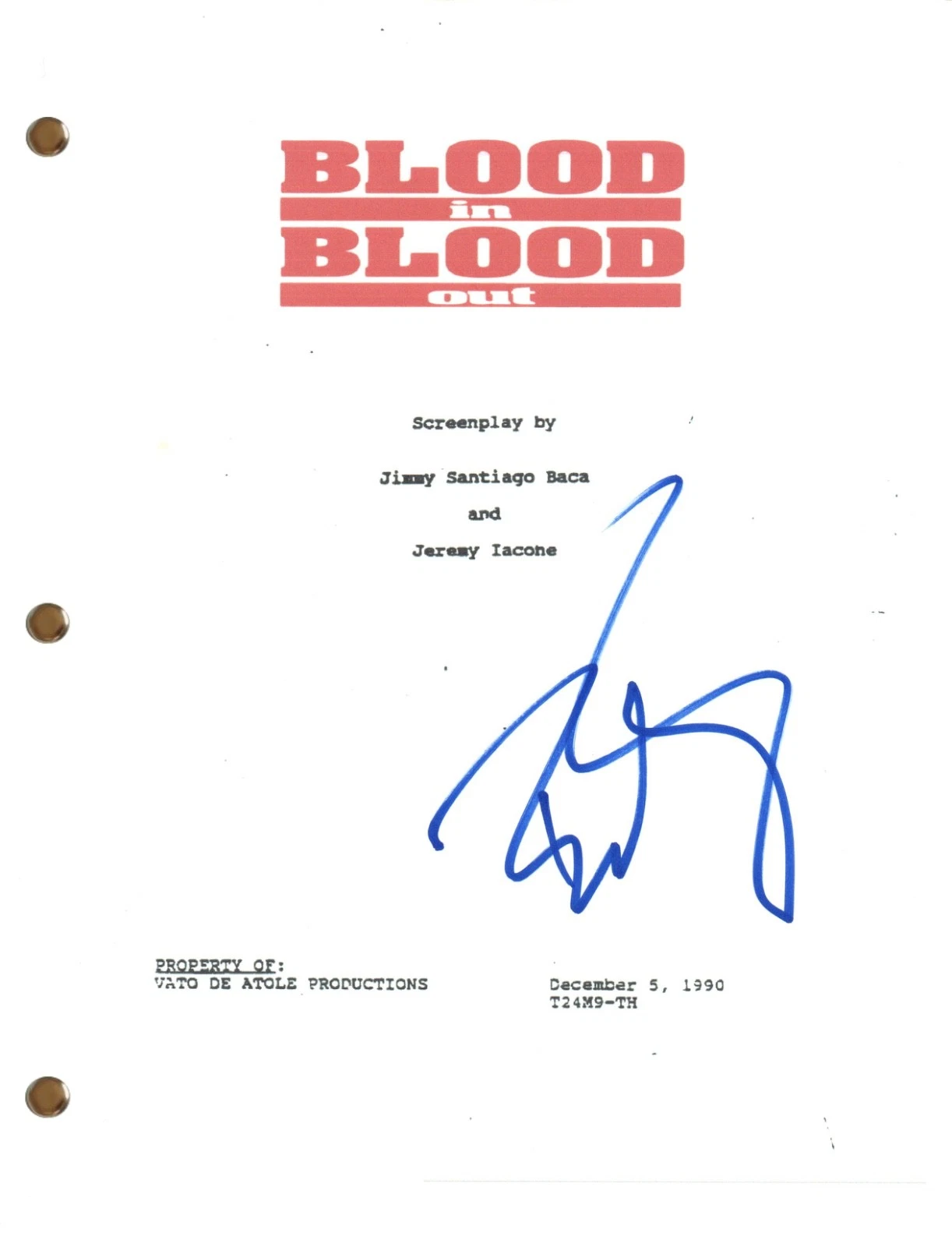Billy Bob Thornton "Blood In Blood Out" Signed Autograph Full Movie ...