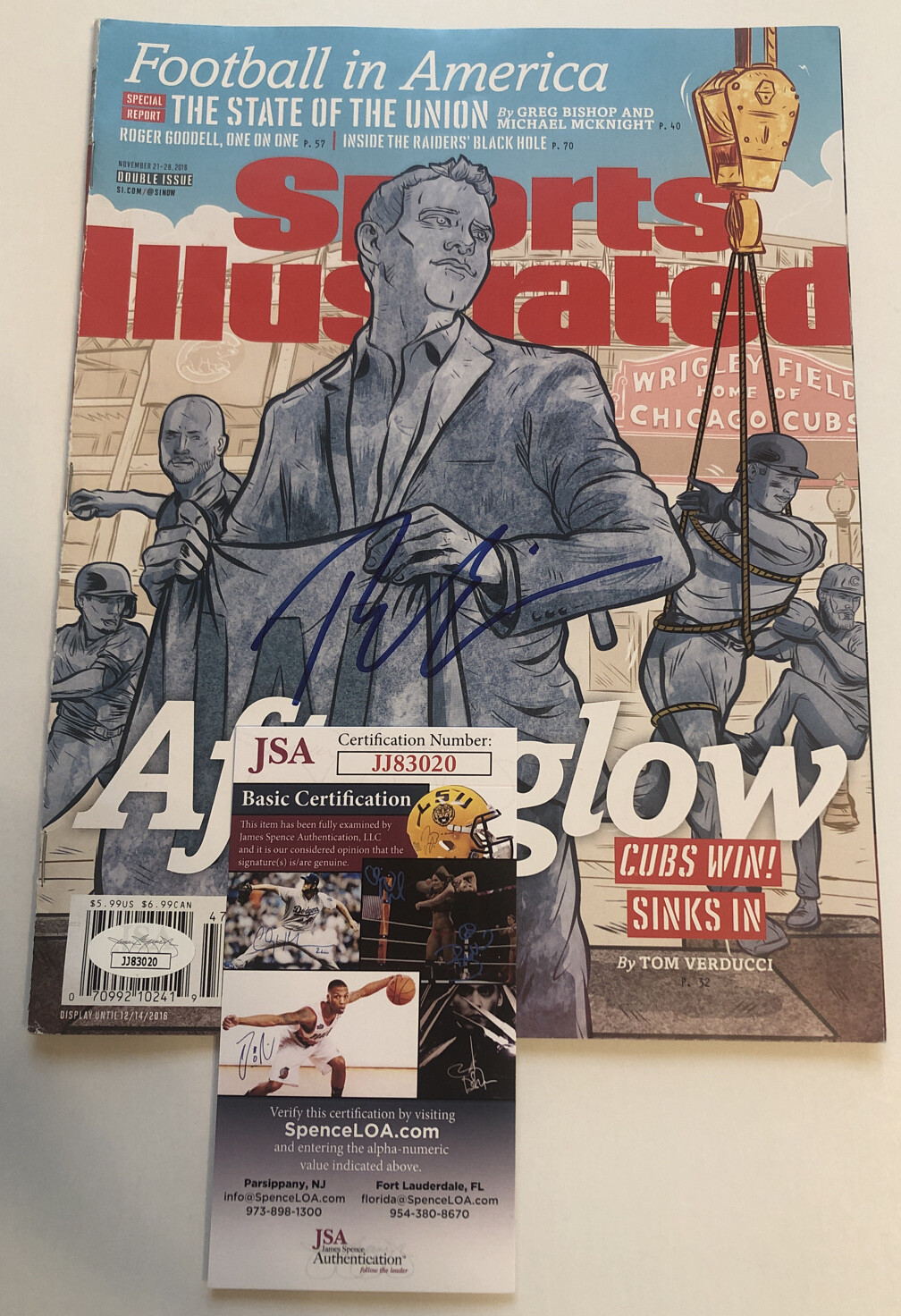 THEO EPSTEIN SIGNED SPORTS ILLUSTRATED MAGAZINE COVER CHICAGO CUBS 2016 ...