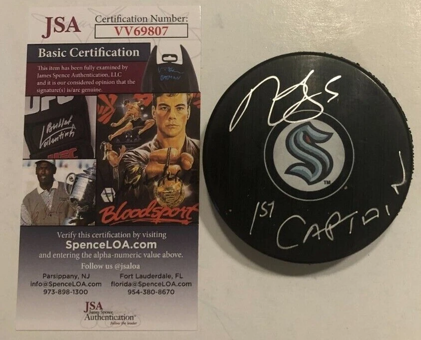MARK GIORDANO SIGNED SEATTLE KRAKEN 1ST CAPTAIN HOCKEY PUCK W/ CASE JSA ...