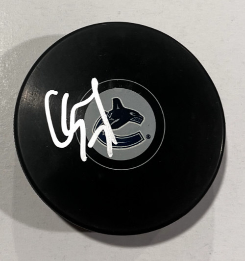 CARSON SOUCY SIGNED VANCOUVER CANUCKS HOCKEY PUCK W/ CASE COA | Autographia