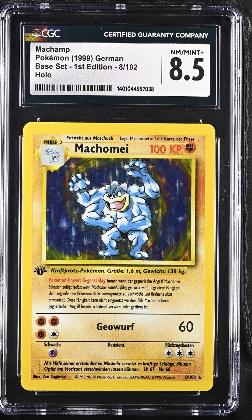 1999 Pokemon 1st Edition Base #8 Machamp Machomei German CGC 8.5 ...