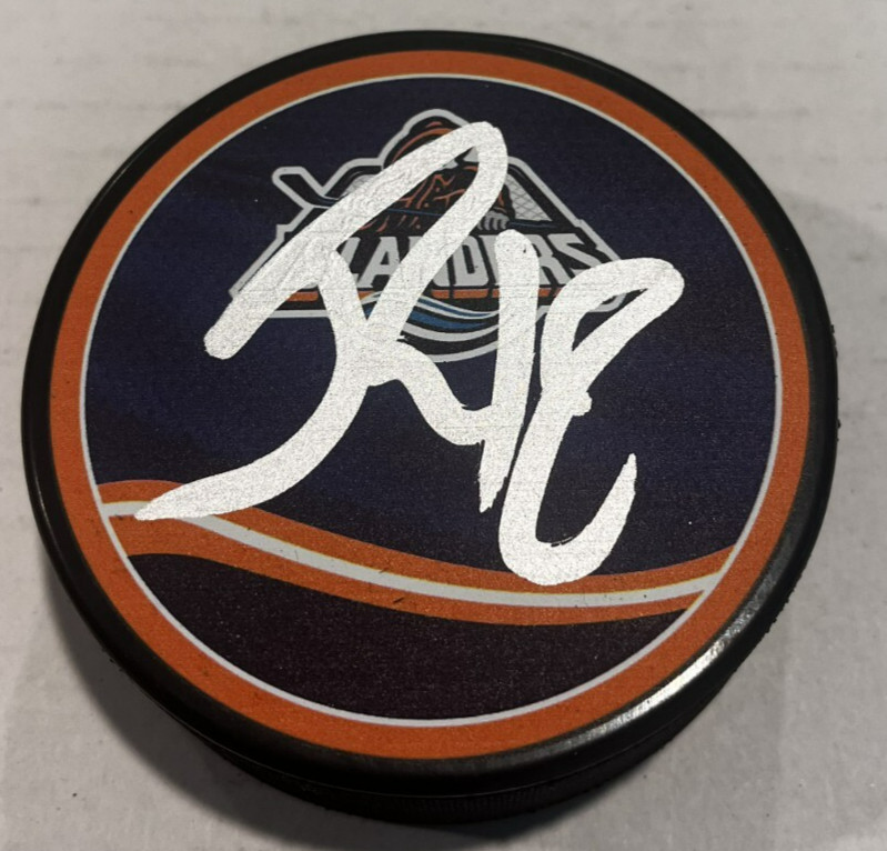 PIERRE ENGVALL SIGNED NEW YORK ISLANDERS HOCKEY PUCK W/ CASE COA ...
