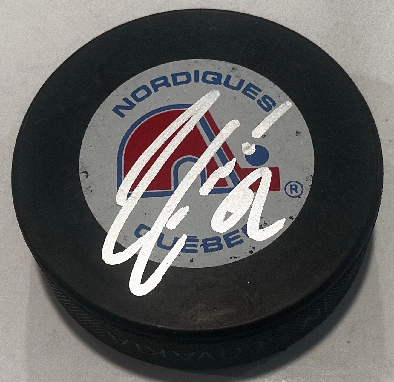 ADAM FOOTE SIGNED QUEBEC NORDIQUES HOCKEY PUCK W/ CASE COA | Autographia