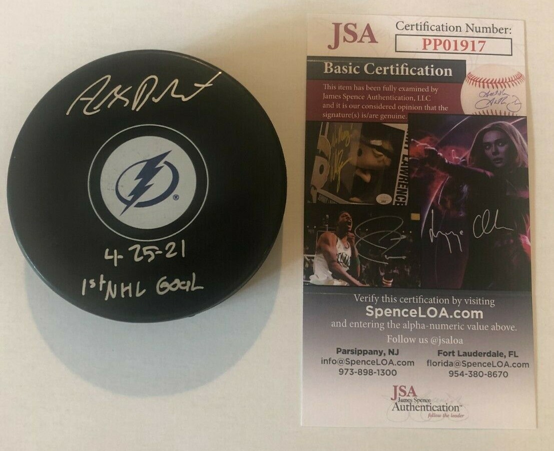 ALEX BARRE-BOULET SIGNED TAMPA BAY LIGHTNING HOCKEY PUCK W/ CASE JSA ...