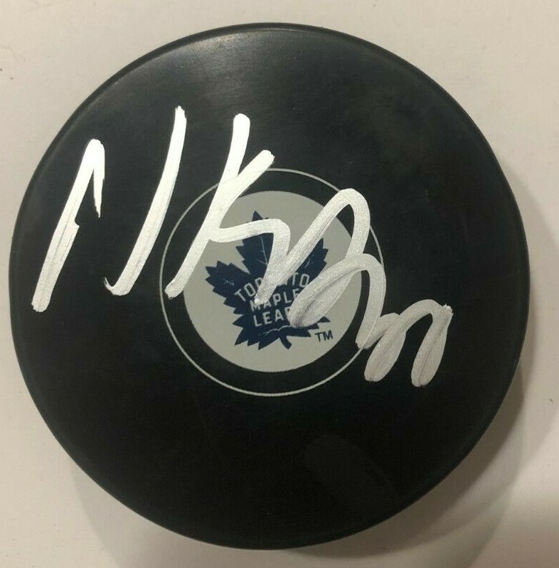 NICK ABRUZZESE SIGNED TORONTO MAPLE LEAFS HOCKEY PUCK W/ CASE COA ...