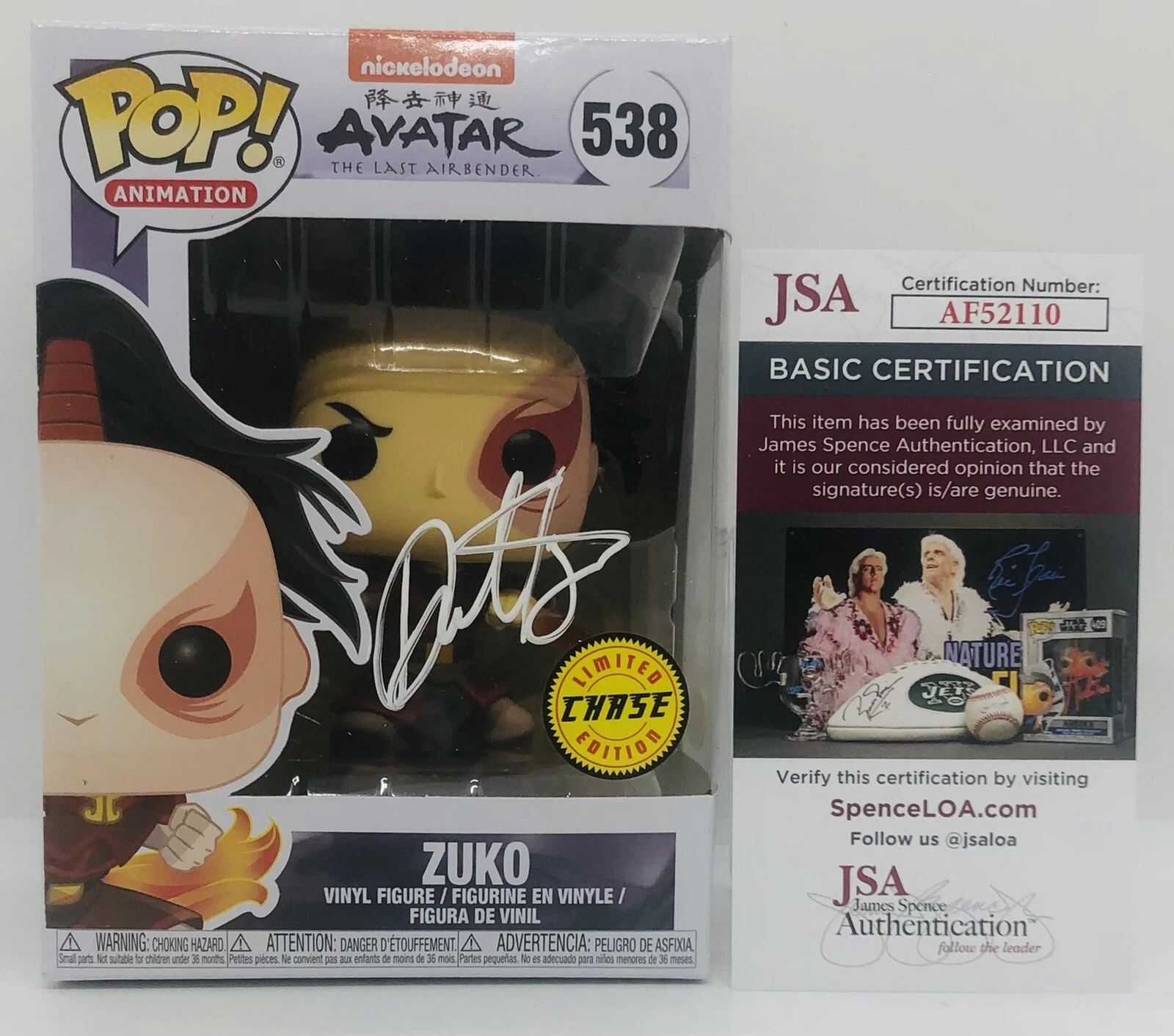 DANTE BASCO SIGNED ZUKO CHASE POP FUNKO FIGURE AVATAR PROOF JSA COA ...