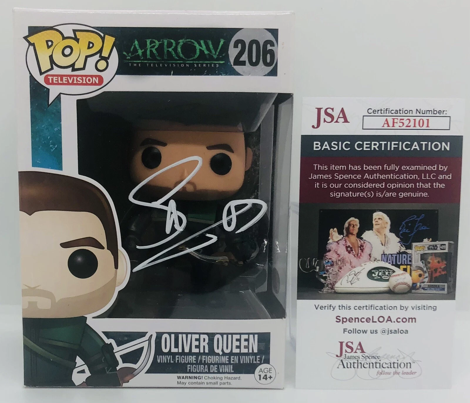 STEPHEN AMELL SIGNED OLIVER QUEEN POP FUNKO FIGURE ARROW PROOF JSA COA ...