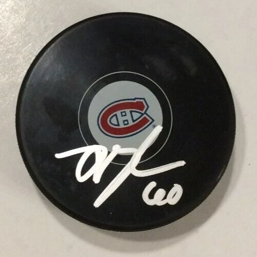ALEX BELZILE SIGNED MONTREAL CANADIENS HOCKEY PUCK W/ CASE COA ...