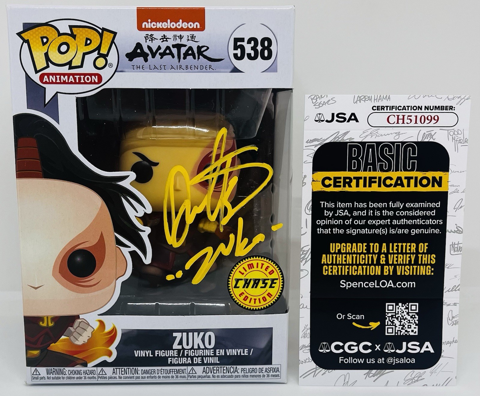 DANTE BASCO SIGNED ZUKO CHASE POP FUNKO FIGURE AVATAR LAST AIRBENDER ...