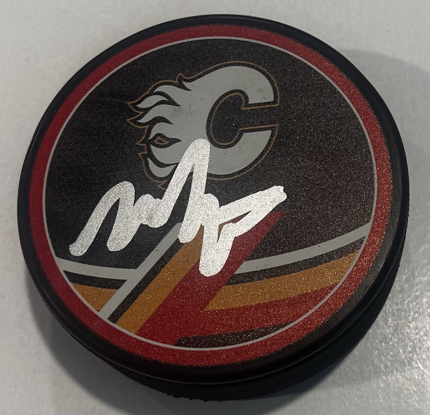 MORGAN FROST SIGNED CALGARY FLAMES HOCKEY PUCK W/ CASE COA | Autographia