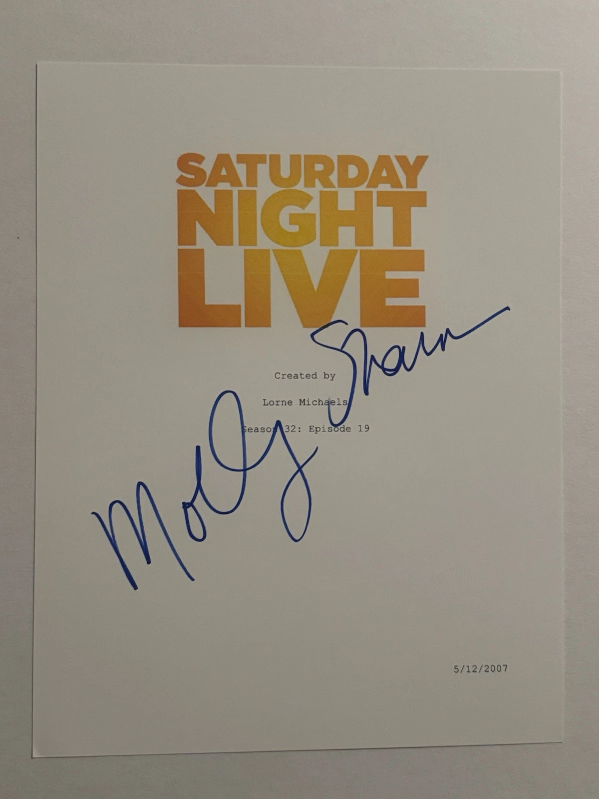 MOLLY SHANNON SIGNED SCRIPT COVER AUTOGRAPHED SATURDAY NIGHT LIVE SNL ...