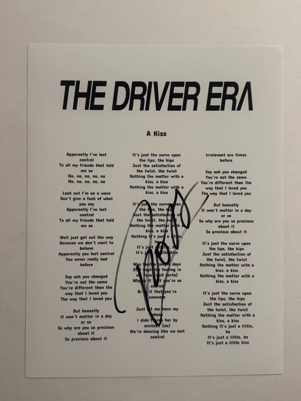 ROSS LYNCH SIGNED LYRIC SHEET AUTOGRAPHED THE DRIVER ERA BAND LEAD ...