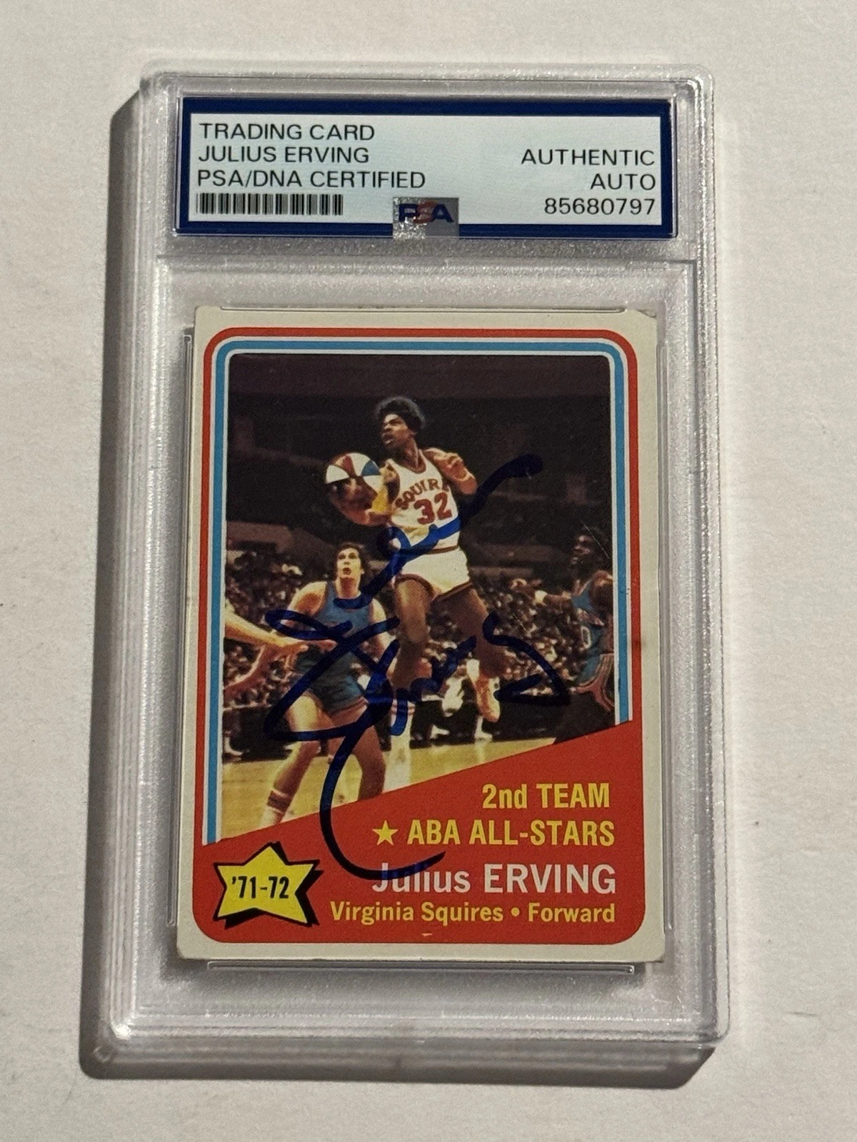 JULIUS ERVING SIGNED 1972 TOPPS ABA ALL STAR BASKETBALL RC CARD AUTO DR ...