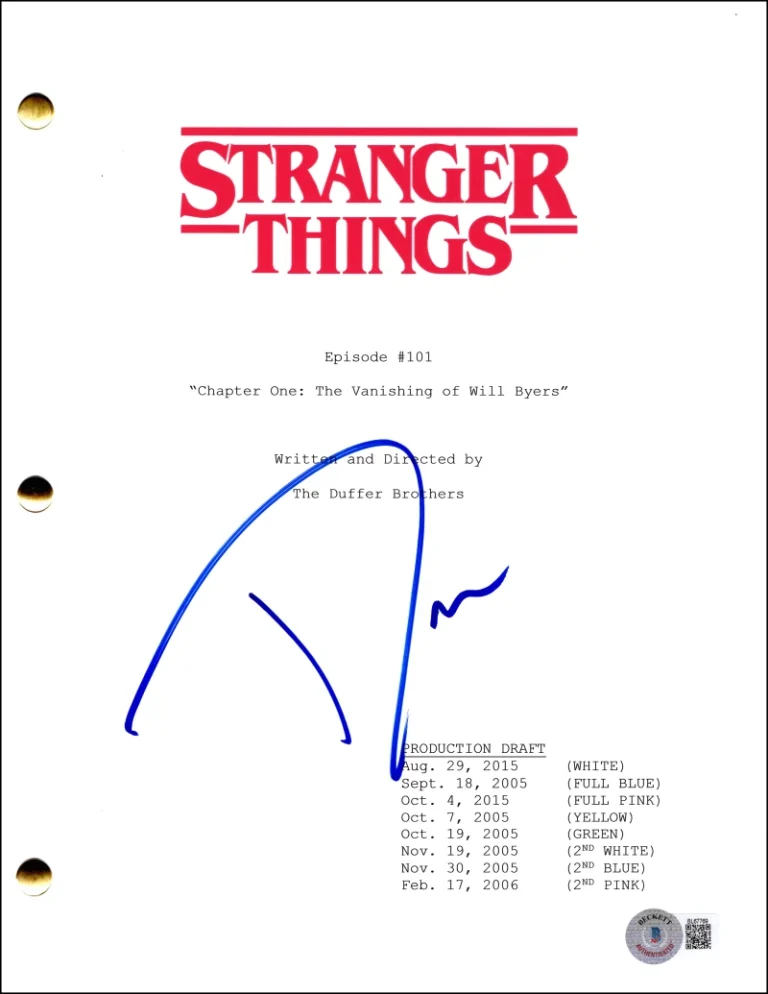 David Harbour Signed Autograph Stranger Things Pilot Script Screenplay ...