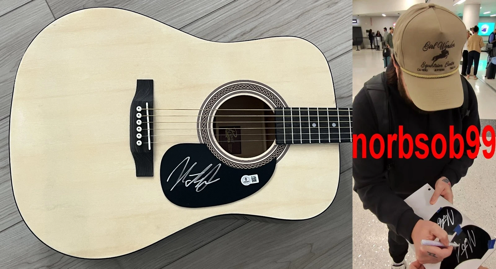 NATE SMITH SIGNED AUTOGRAPH 41" ACOUSTIC GUITAR w/EXACT PROOF & BECKETT ...