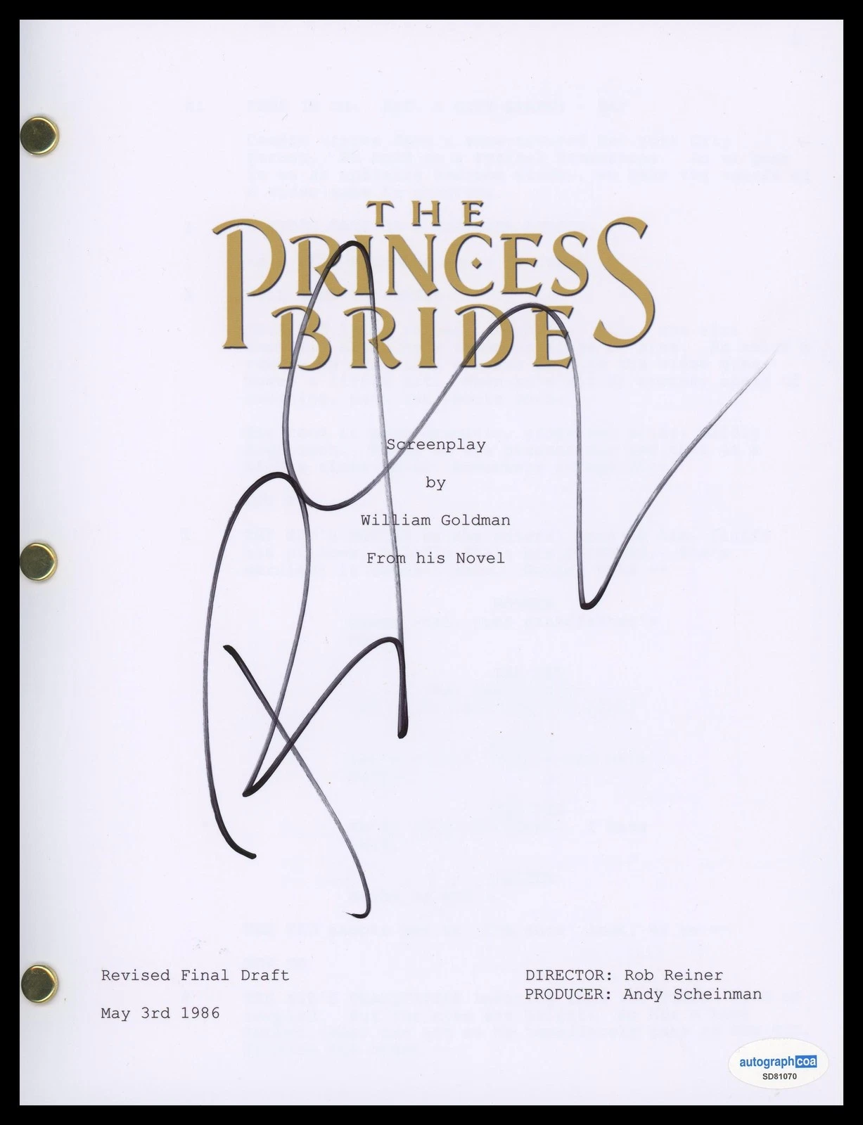 Robin Wright "The Princess Bride" AUTOGRAPH Signed Full Script ...