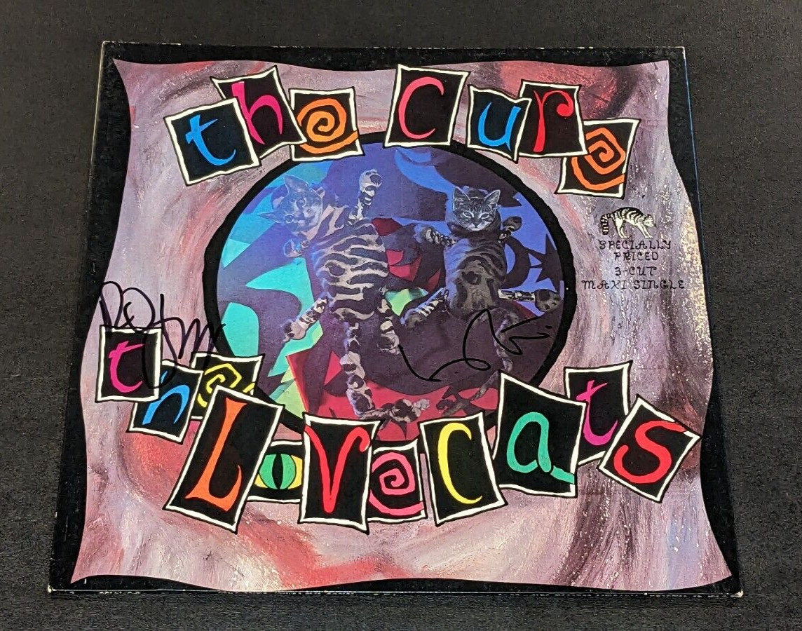THE CURE ROBERT SMITH & LOL TOLHURST signed "LOVECATS" LP RECORD ...