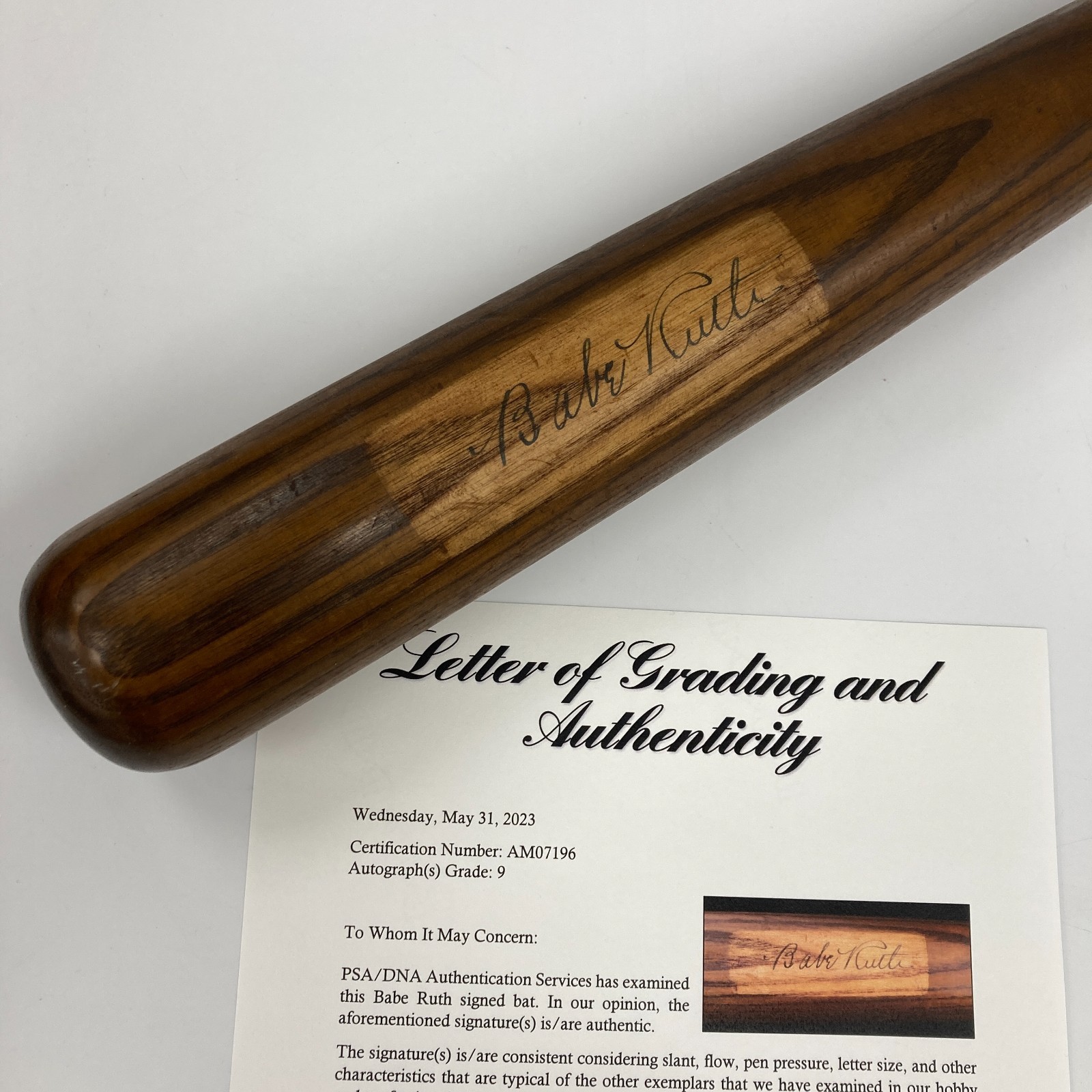 Babe Ruth Signed Game Model Baseball Bat PSA DNA Graded 9 MINT & JSA ...