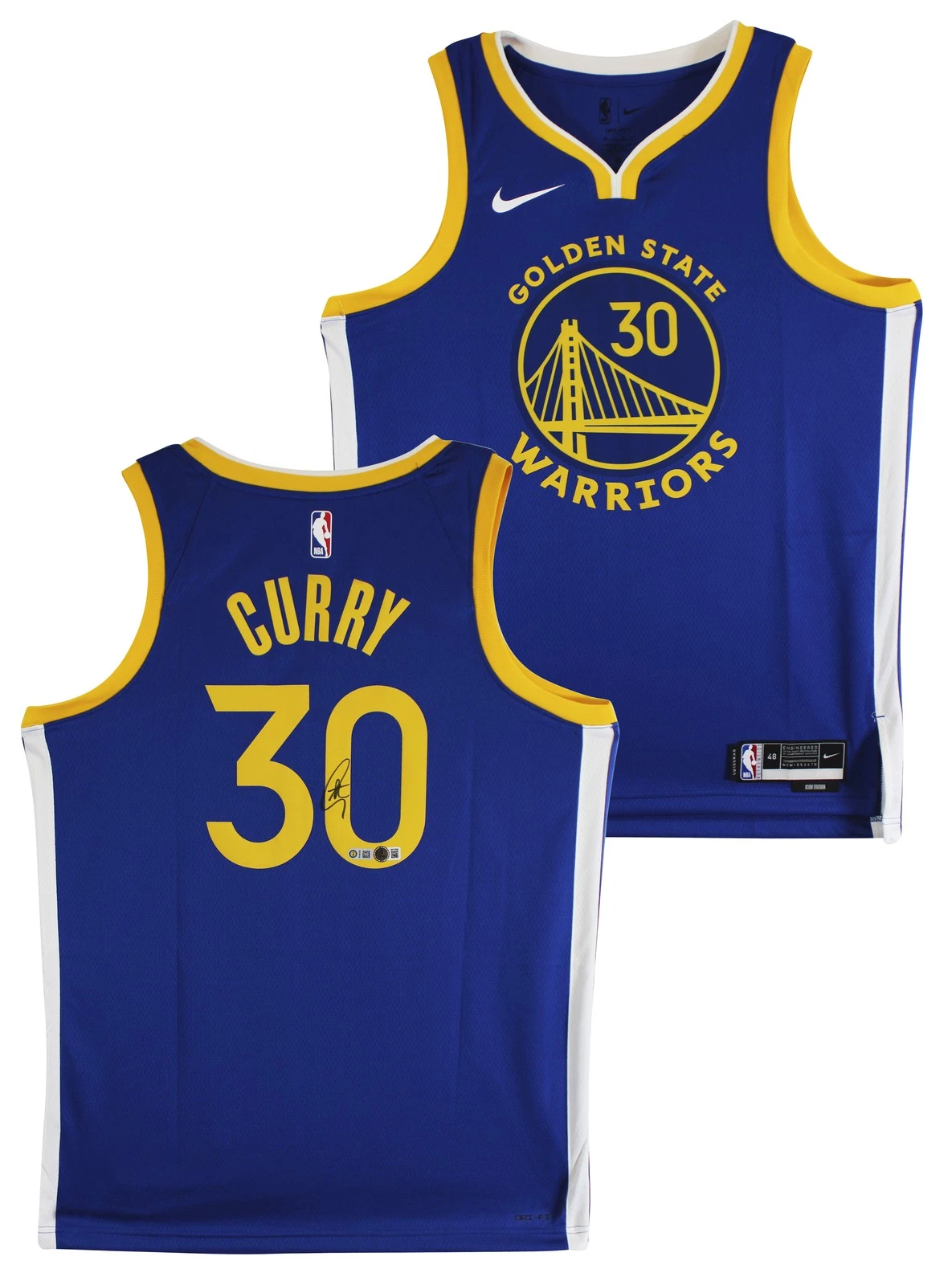 Warriors Stephen Curry Signed Blue Nike Icon Edition Swingman Jersey ...