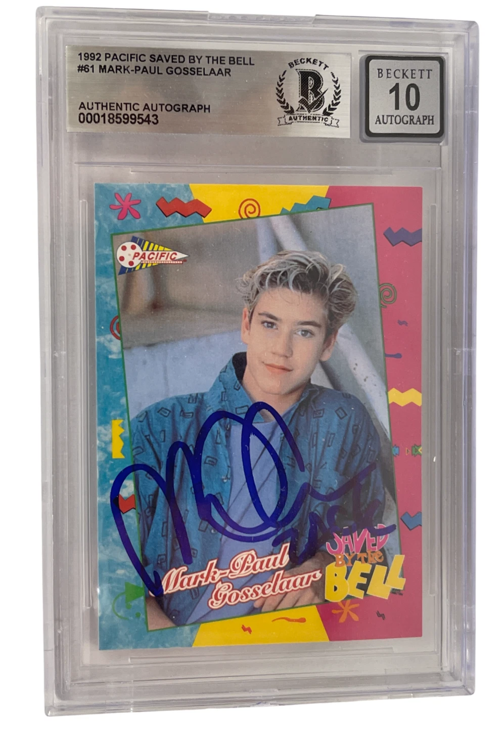 Mark-Paul Gosselaar Signed Saved by the Bell 1992 Pacific Card #61 ...