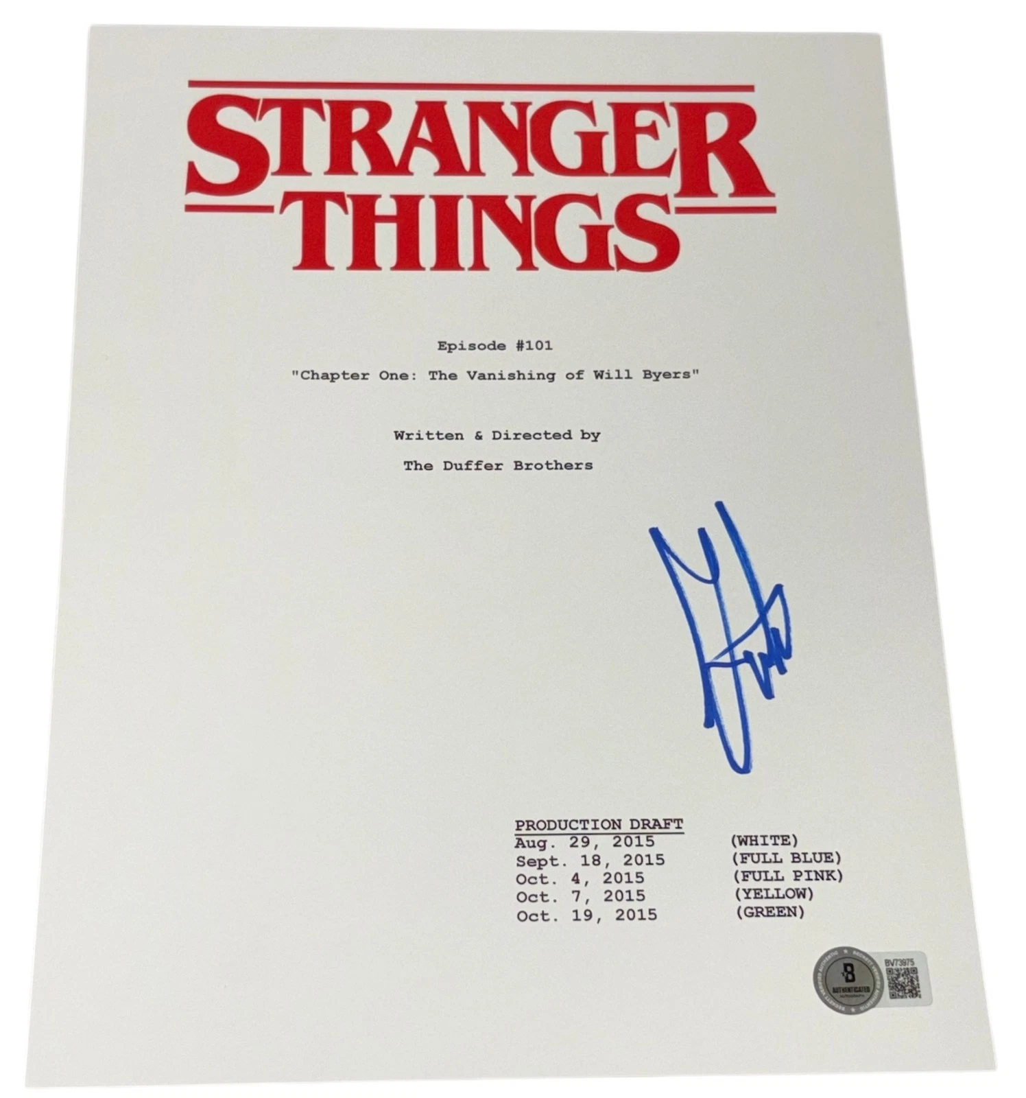 Gaten Matarazzo Signed Autograph Stranger Things Pilot Full Script ...