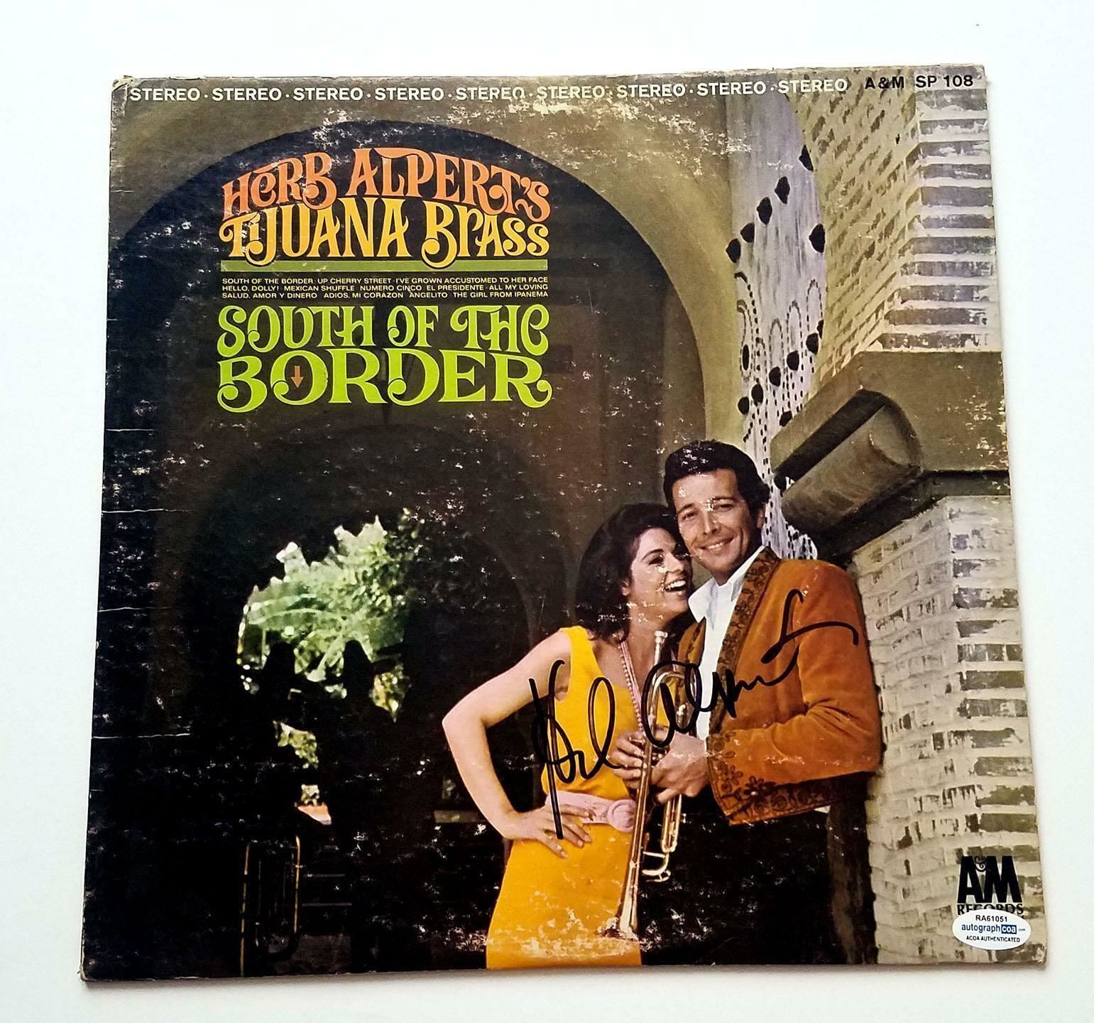 Herb Alpert Signed South Of The Border Album Cover LP ACOA | Autographia