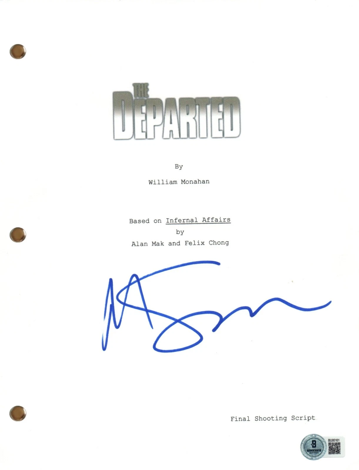 Martin Scorsese Signed Autograph The Departed Movie Script Screenplay ...