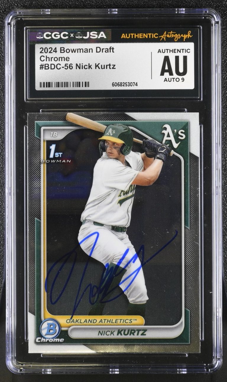 NICK KURTZ SIGNED 2024 BOWMAN DRAFT CHROME ROOKIE CARD #BDC-56 CGC AU ...