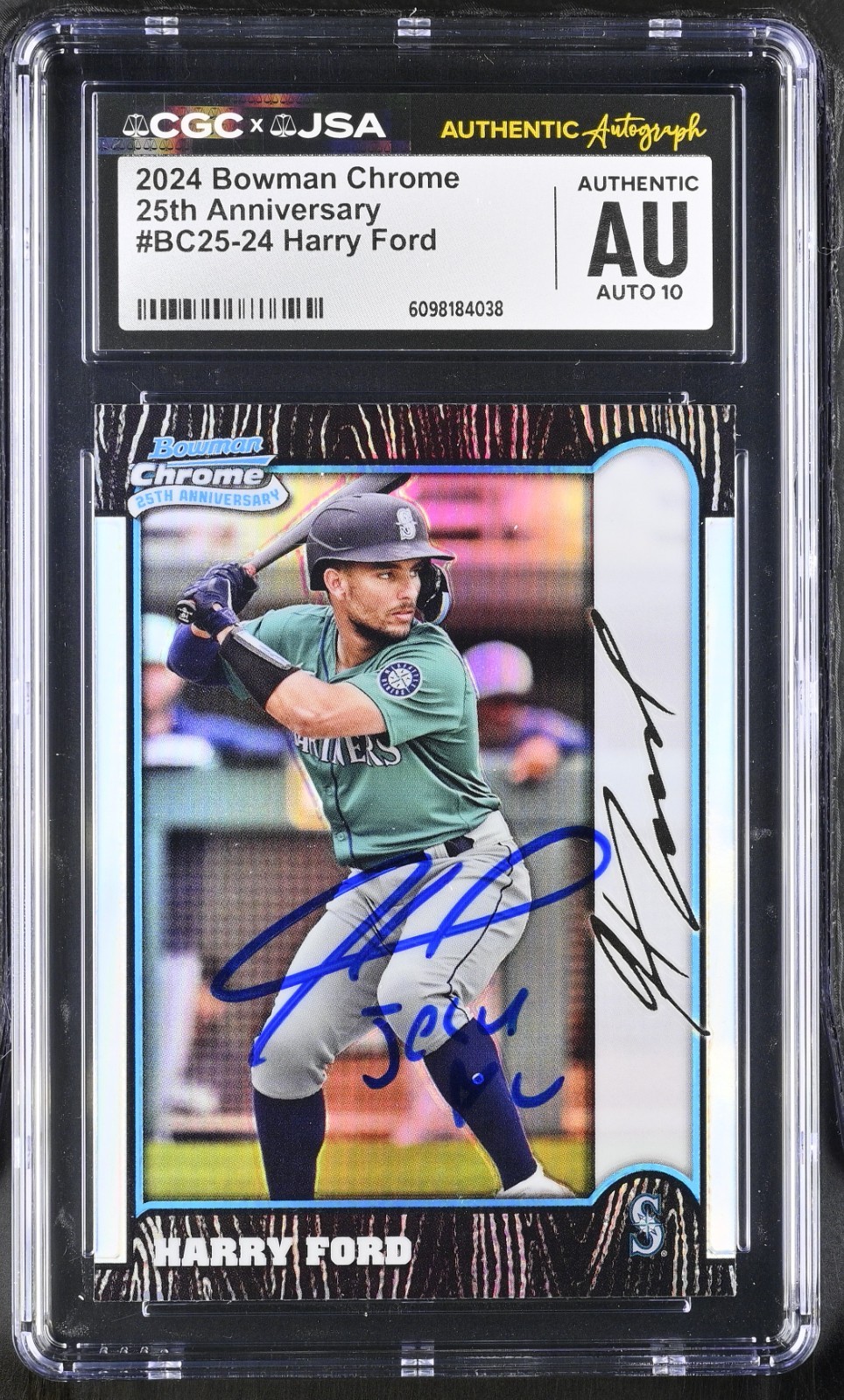 HARRY FORD SIGNED 2024 BOWMAN CHROME 25TH CARD #BC25-24 CGC AU JSA 10 ...