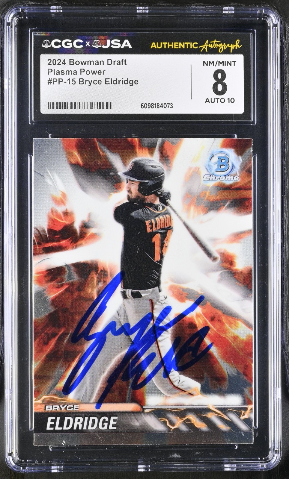 BRYCE ELDRIDGE SIGNED 2024 BOWMAN DRAFT PLASMA CARD #PP-15 CGC 8 JSA 10 ...