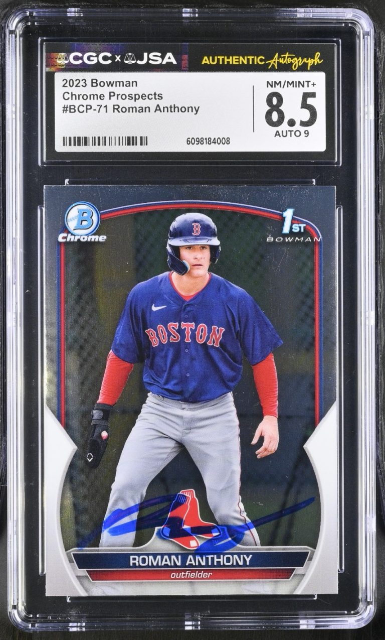 ROMAN ANTHONY SIGNED 2023 BOWMAN CHROME ROOKIE CARD #BCP-71 CGC 8.5 JSA ...